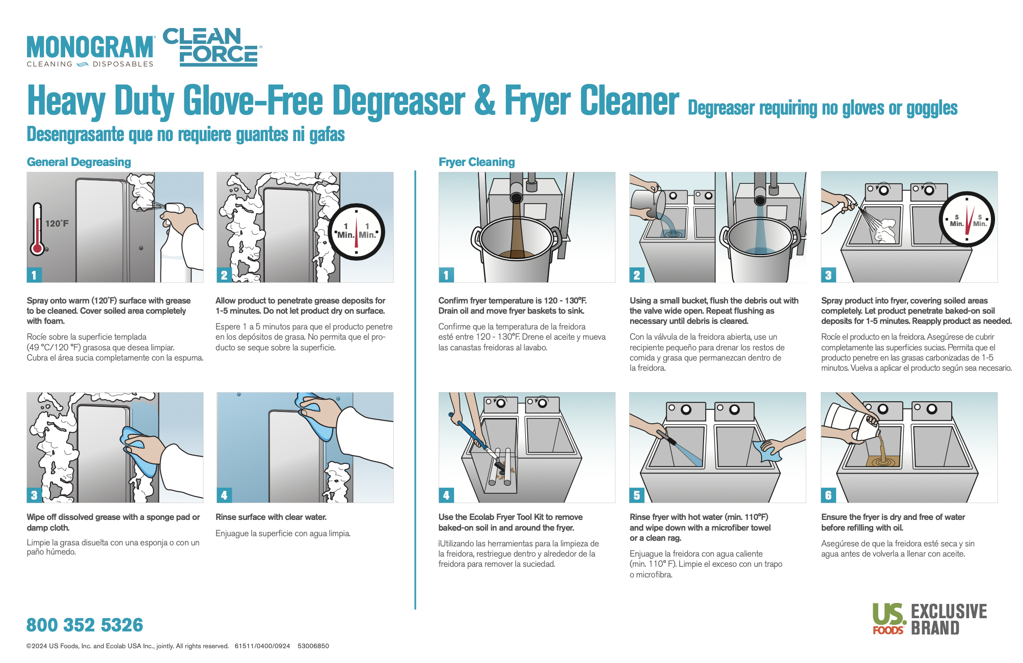 Heavy Duty Glove-Free Degreaser & Fryer Cleaner Wall Chart