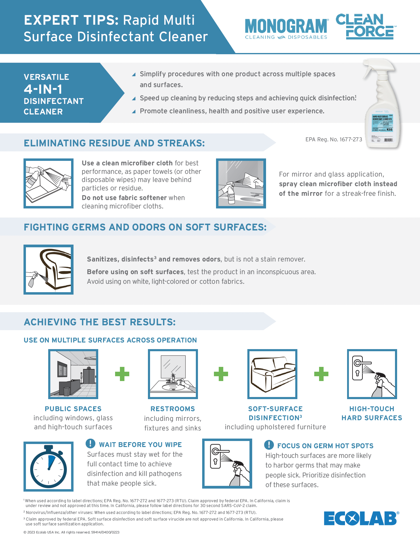 Monogram Clean Force Rapid Multi Surface Disinfectant Cleaner Expert ...